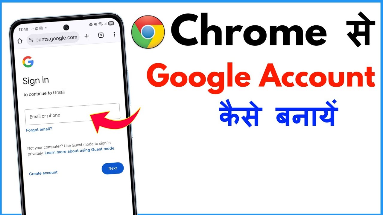 Google Chrome Me Google Account Kaise Banaye | Chrome Se Google Account ...