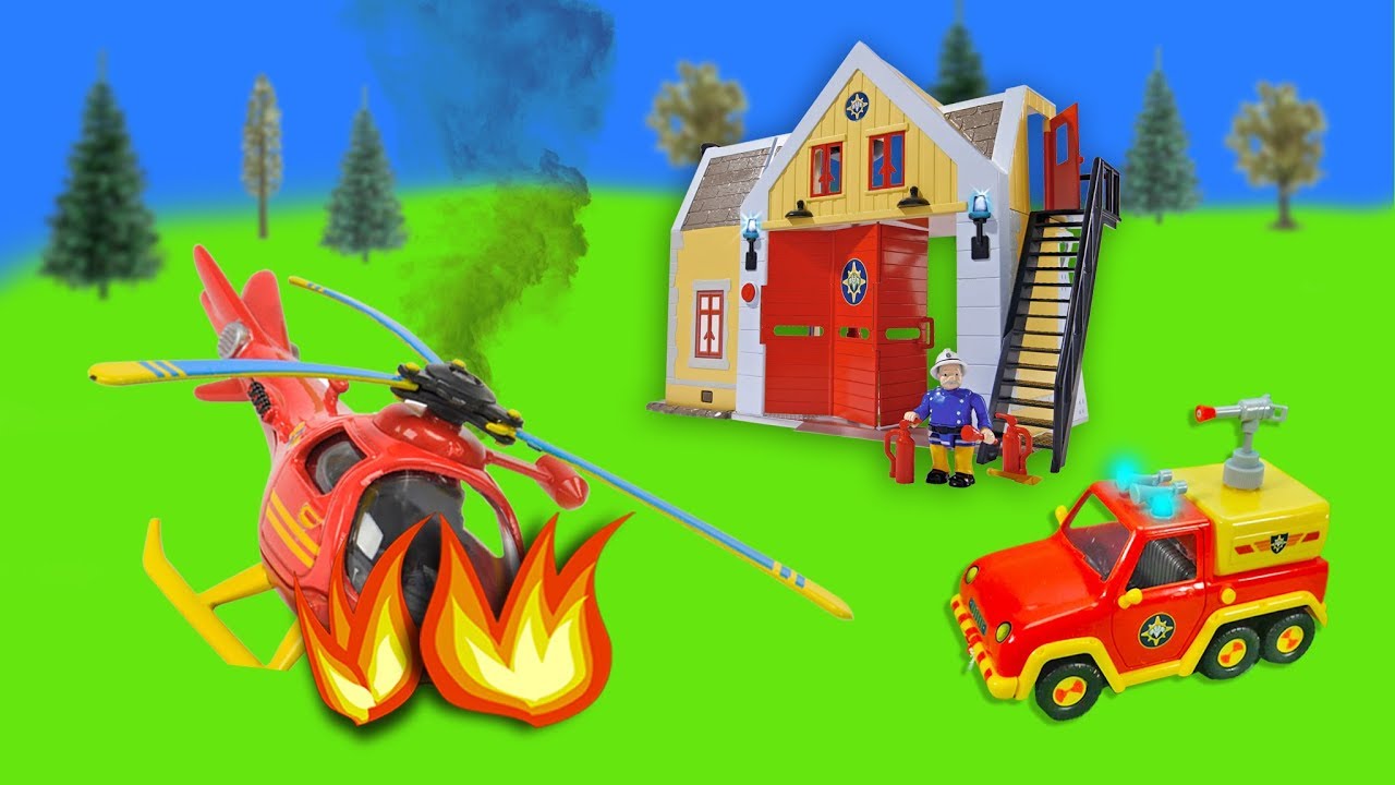 Fireman Sam Toys for Kids: Story with Firefighter Sam Helicopter ...
