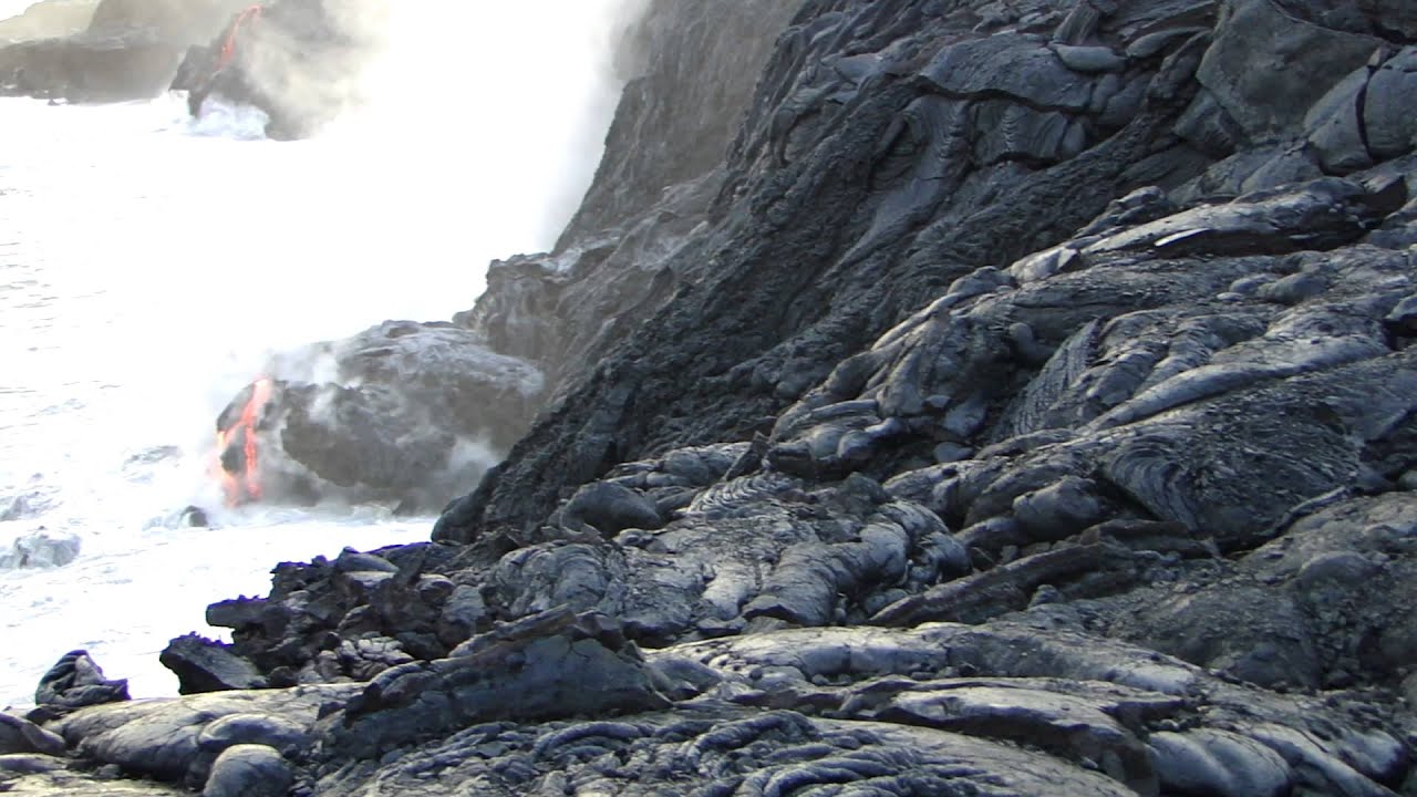 HOTTY LAVA MEETS H20 Poke A Stick Lava Tours - YouTube