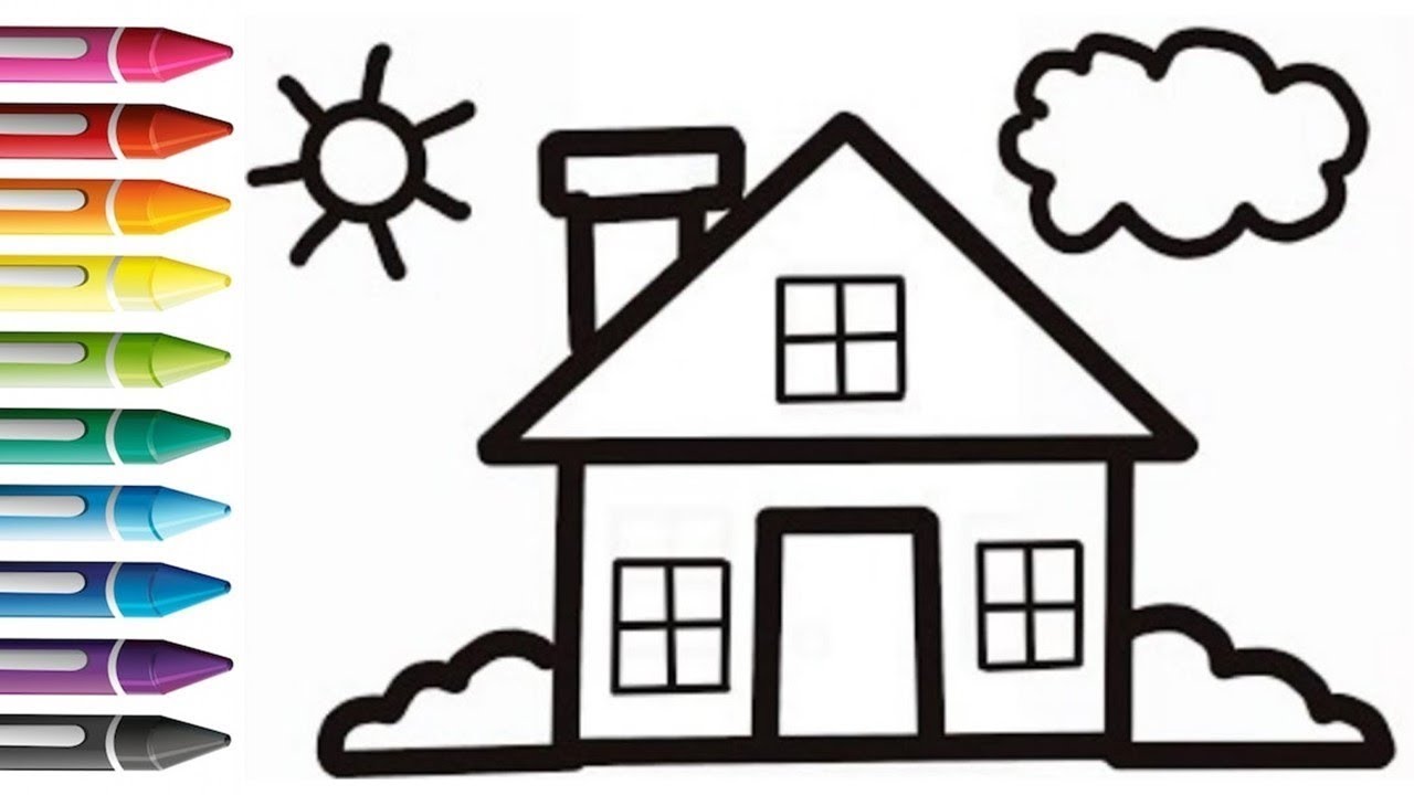 How To Draw House - Drawing, Painting And Coloring For Kids, Toddlers ...