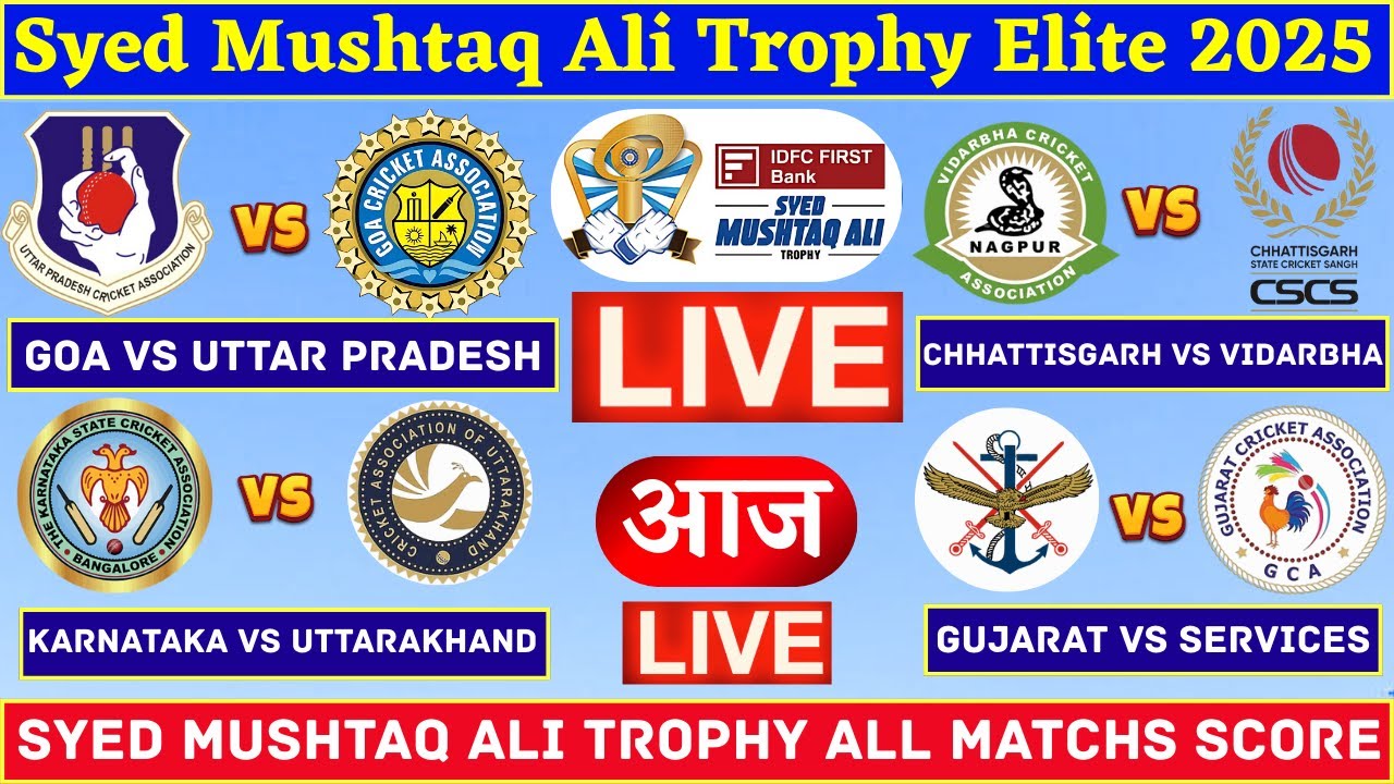 🔴Syed Mushtaq Ali Trophy Live: Live Cricket Score & Commentary | Syed ...