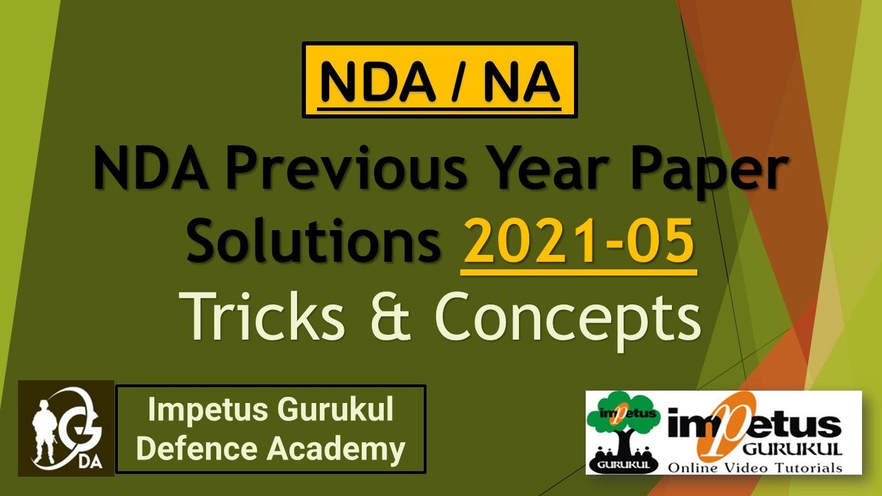 NDA Previous year paper 21-5 | NDA Paper Solutions Trick & Concept ...