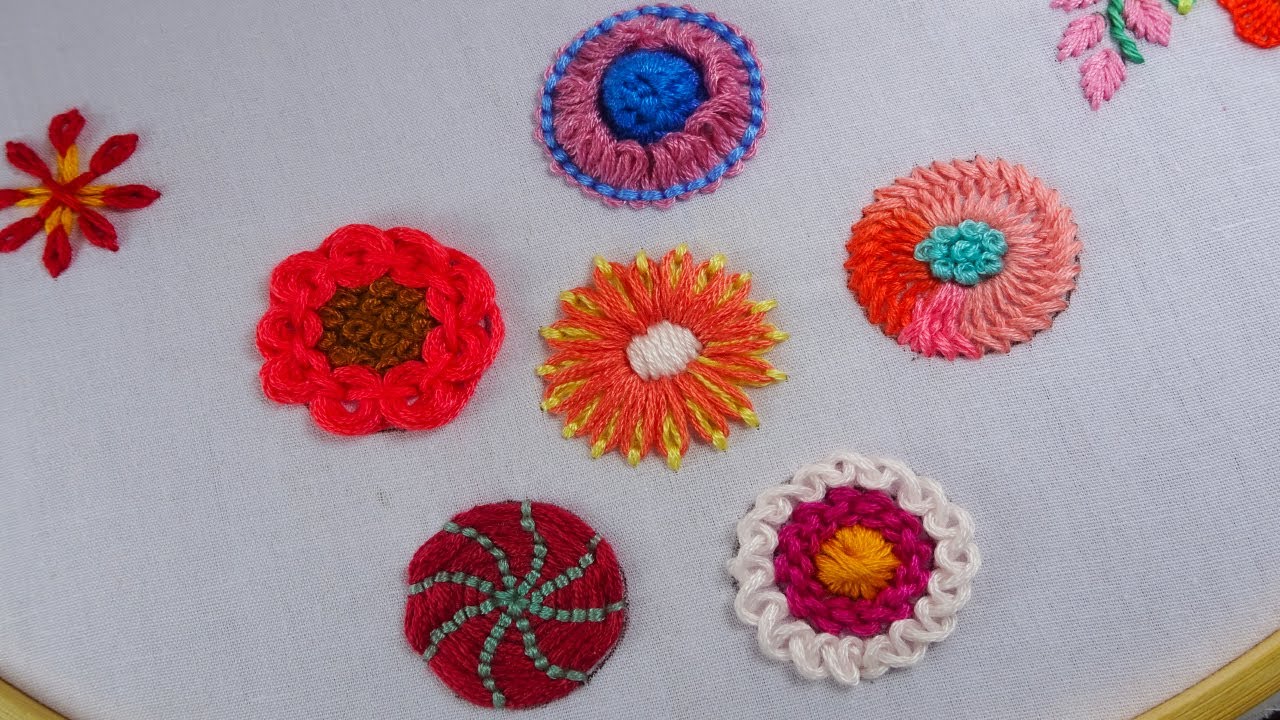 amazing colourful 6 types circles design hand embroidery.circle ...