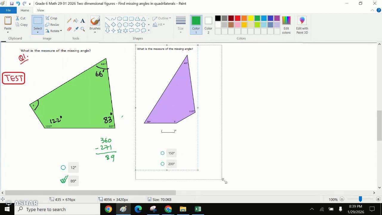 Math, Grade 6, January 29, Two dimensional figures - YouTube