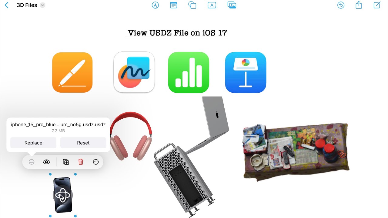 View USDZ 3D Files on IOS 17 Freeform , Keynotes , Numbers , Pages App ...