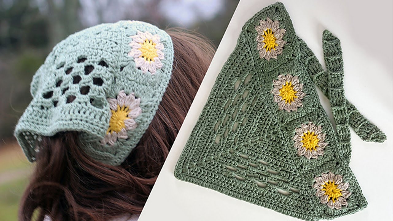 FREE PATTERN! Flower Kerchief Crochet Pattern | Step by Step video ...