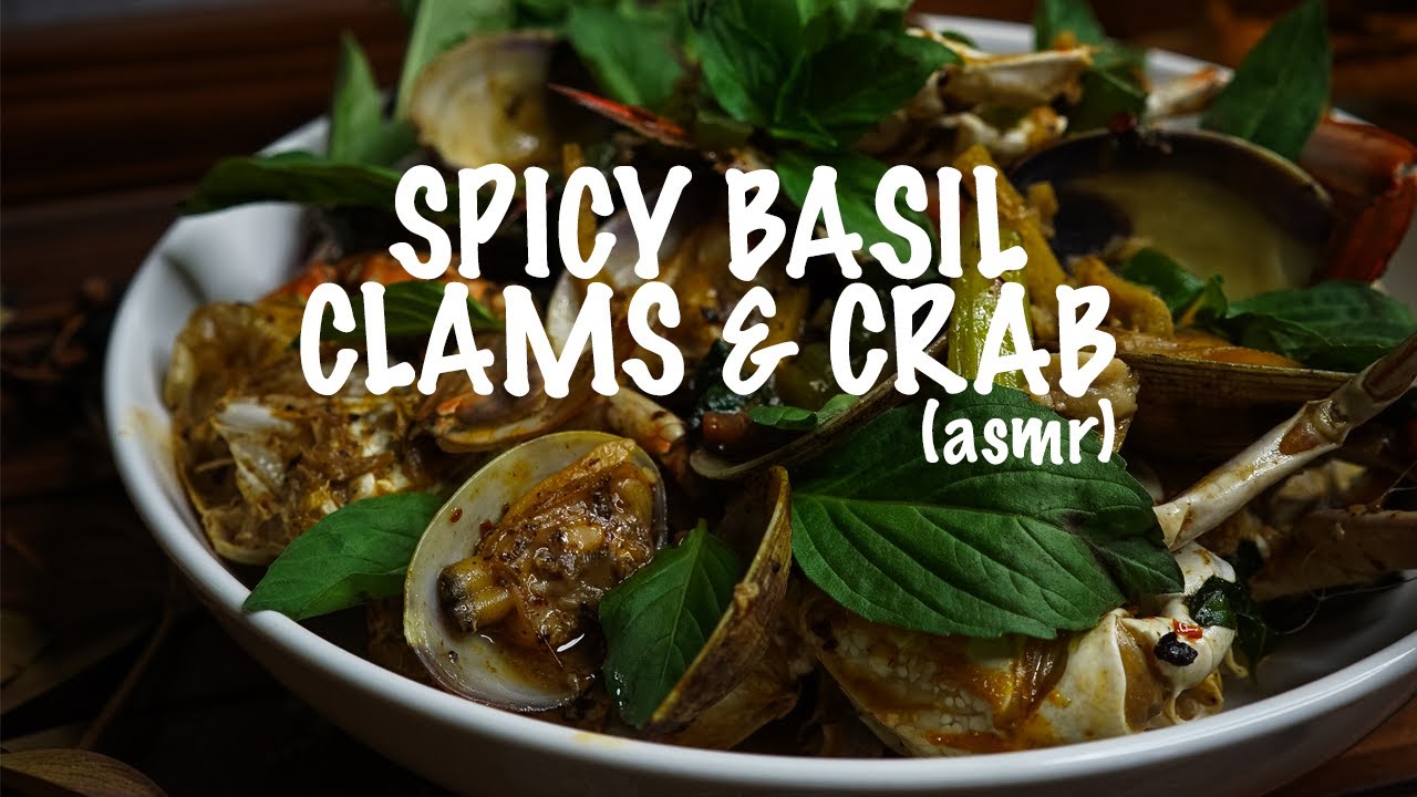 Outdoor ASMR cooking - Spicy Basil Clams & Crab - YouTube