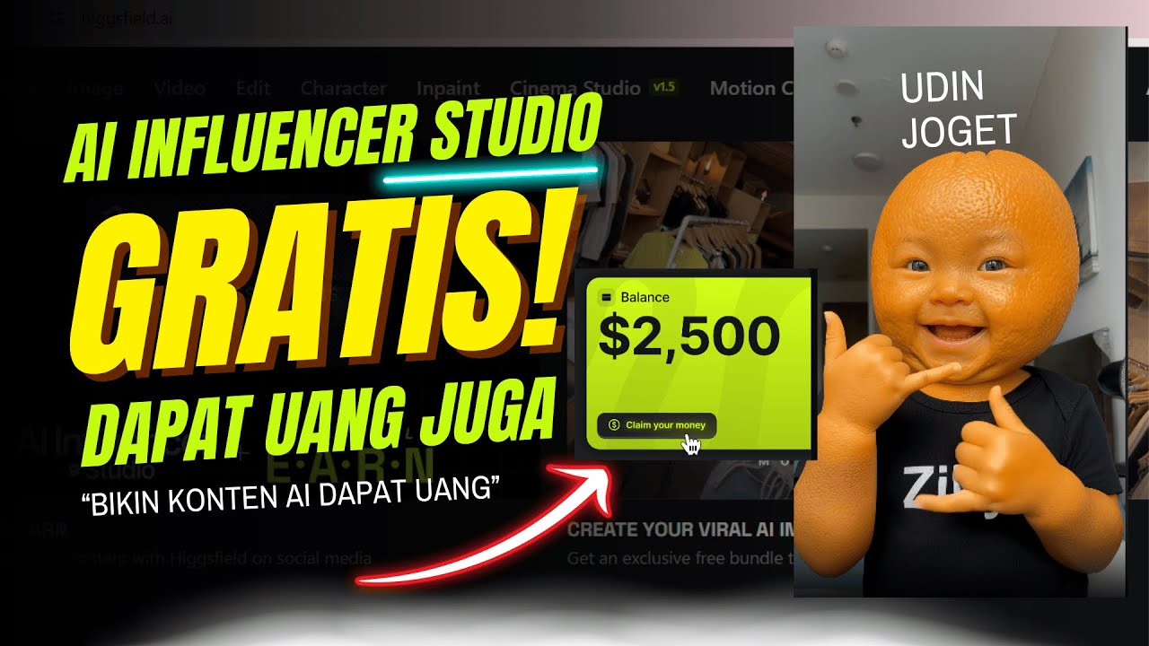 Animasi UDIN Jeruk - AI INFLUENCER STUDIO & Dapet Uang dari Higgsfield ...