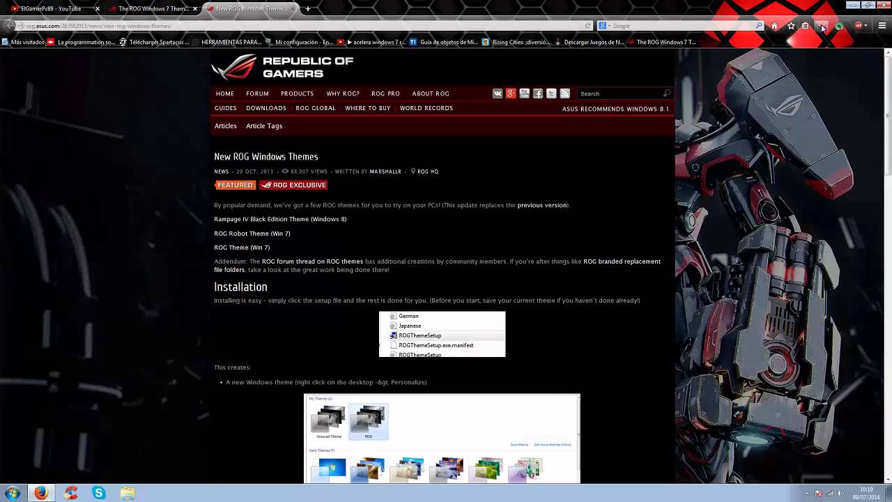 TUTORIAL--- Descargar e instalar el tema de ROG THEME ASUS - YouTube