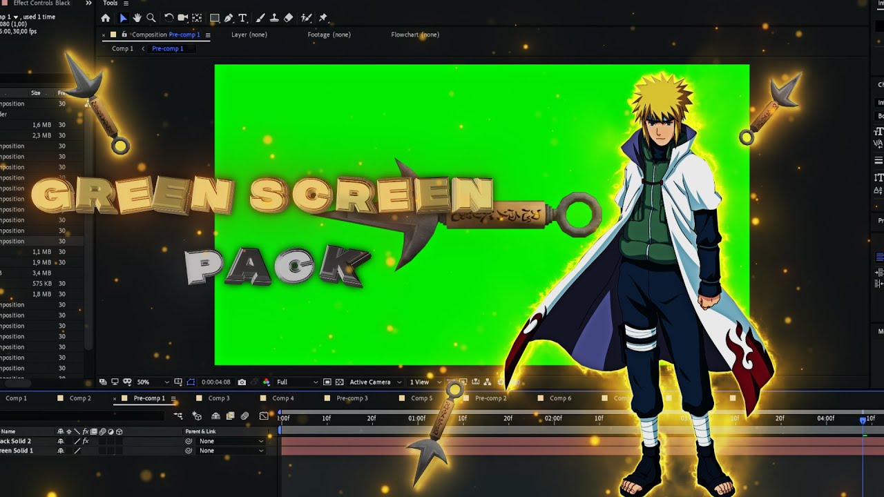 GREEN SCREEN PACK | (3D Kunai, 3D Bullet, 3D Shuriken, 3D Bullet) GREEN ...
