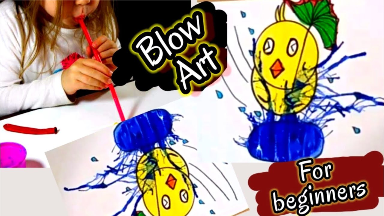 Draw Chick using Blow Art #blowart #drawingforkids - YouTube