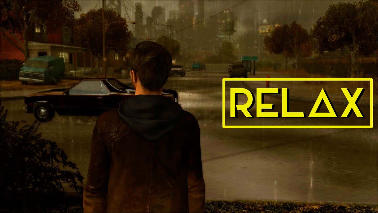 Heavy Rain Relax Ambient Game / On the side of the road in the ...