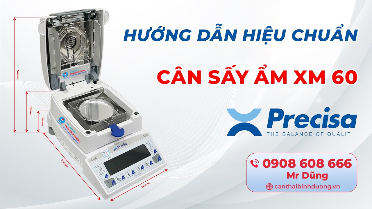 Hướng dẫn hiệu chuẩn cân sấy ẩm XM 60 Precisa - YouTube