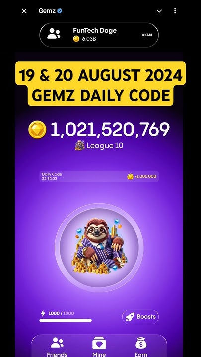 Gemz Daily Code Today 19 August | Gemz Code Today #gemzcode #dailycipher #19august # ...
