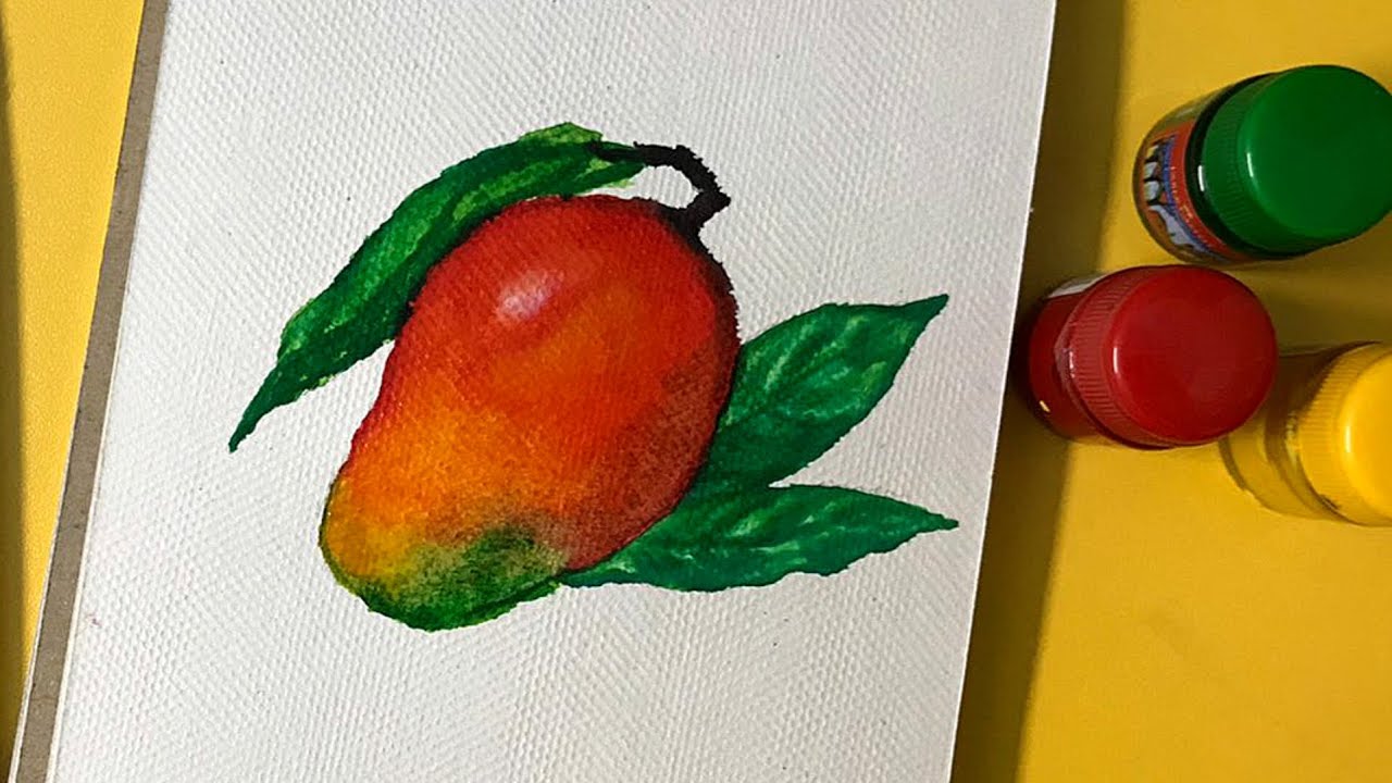 How to draw a mango | easy and step by step | Postercolor painting ...