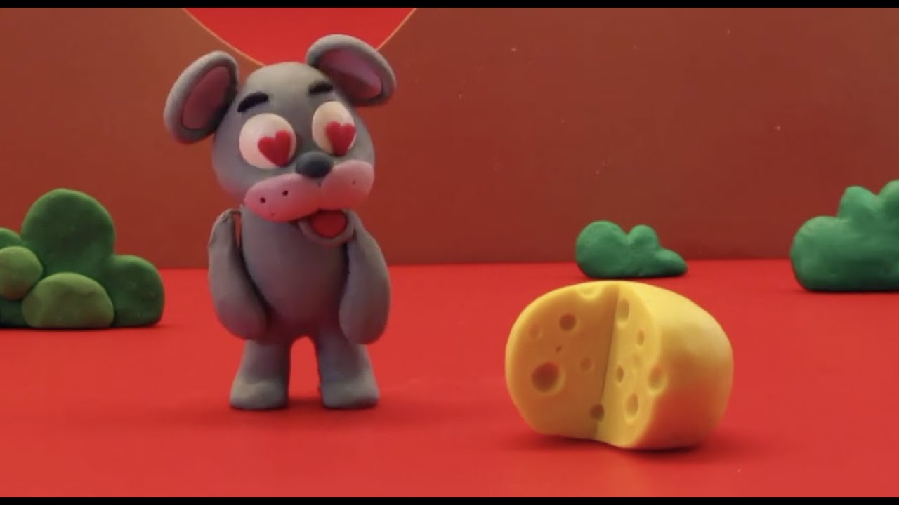 Mouse loves cheese Stop motion cartoon for children - BabyClay animals ...