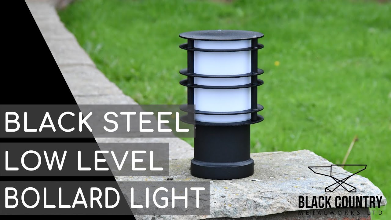 Black Steel Low Level Bollard Light 28cm - YouTube
