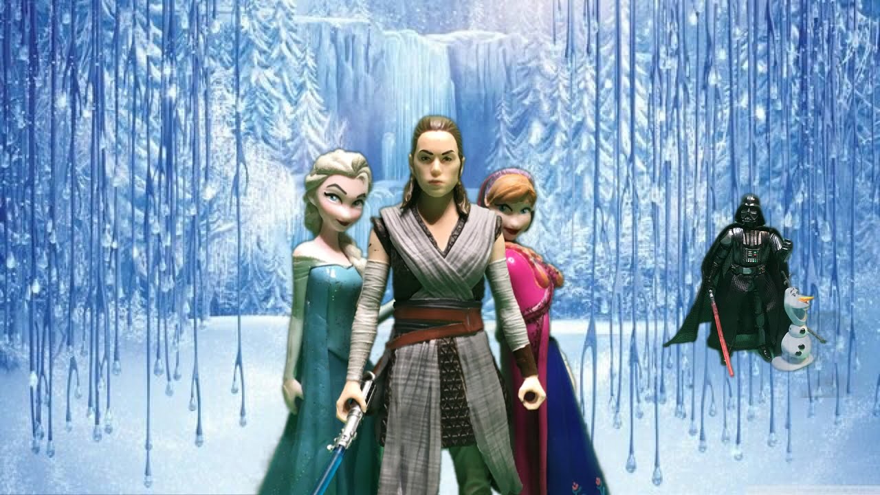 Disney Frozen Elsa, Anna & Star Wars Rey vs. Darth Vader Kids Toys ...