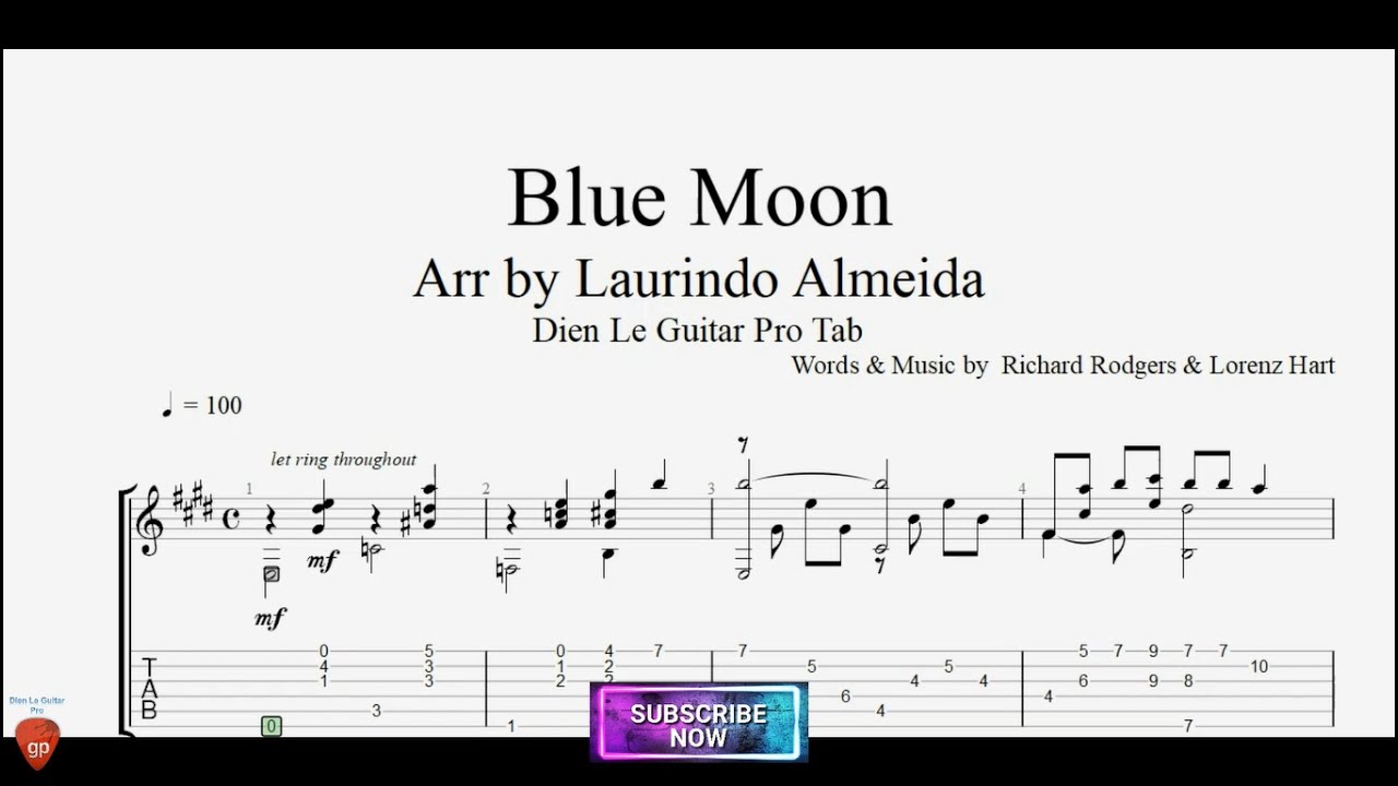 Blue Moon for Guitar Tutorial with TABs - YouTube