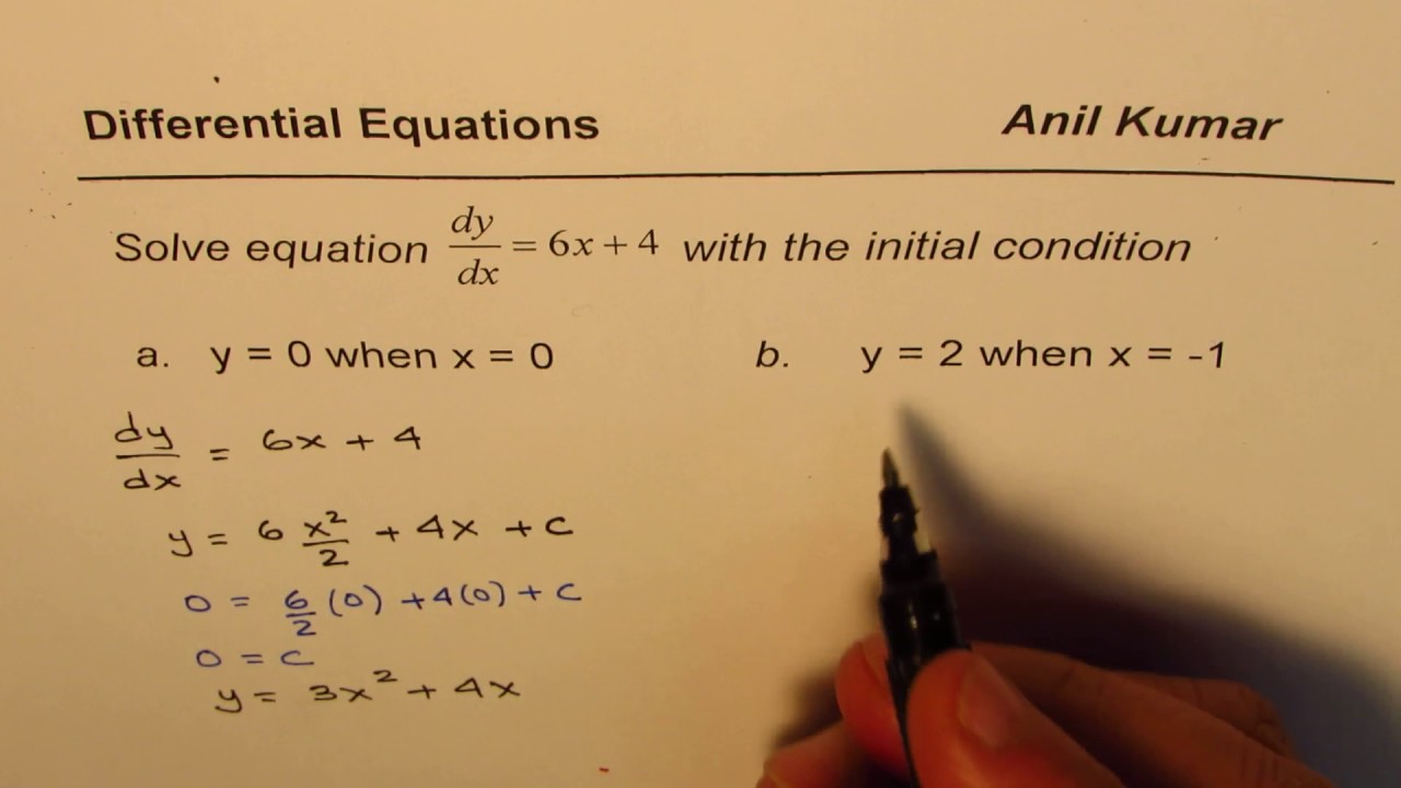 Differential Equation With Initial Condition YouTube