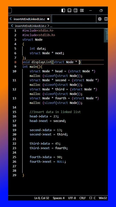Insertion At Last In Linked List ꧁ Linked List In C Insertatlast Linkedlist Linkedlists C