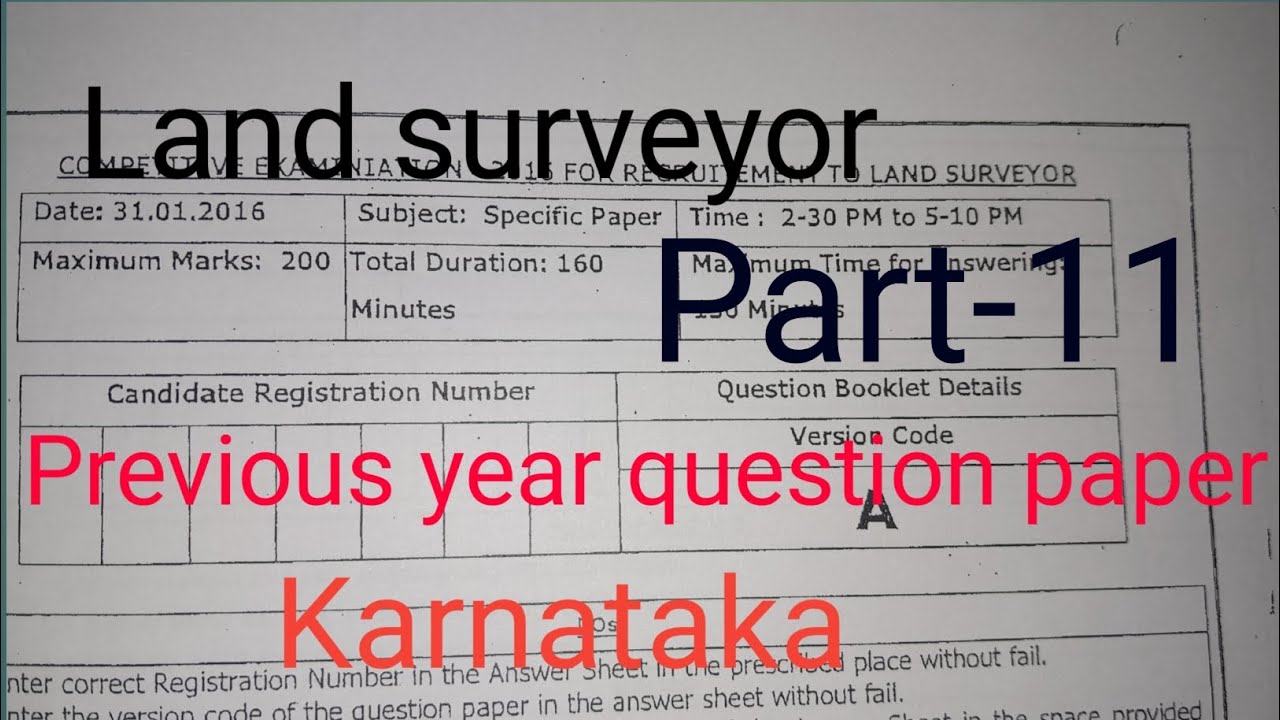Kpsc land surveyor reqruitment 2024|Previous year question paper, Part ...
