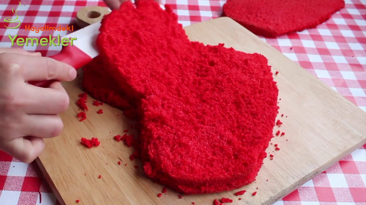 Kırmızı Kalpli Pasta Red Velvet Cake - YouTube