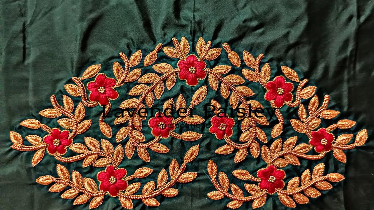 Thread work flower blouse design - YouTube