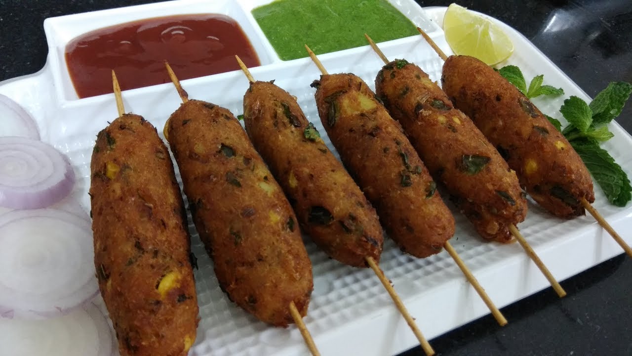 Veg Corn Kabab Recipe - Crispy Corn kababs - Corn Cutlet - Starter ...