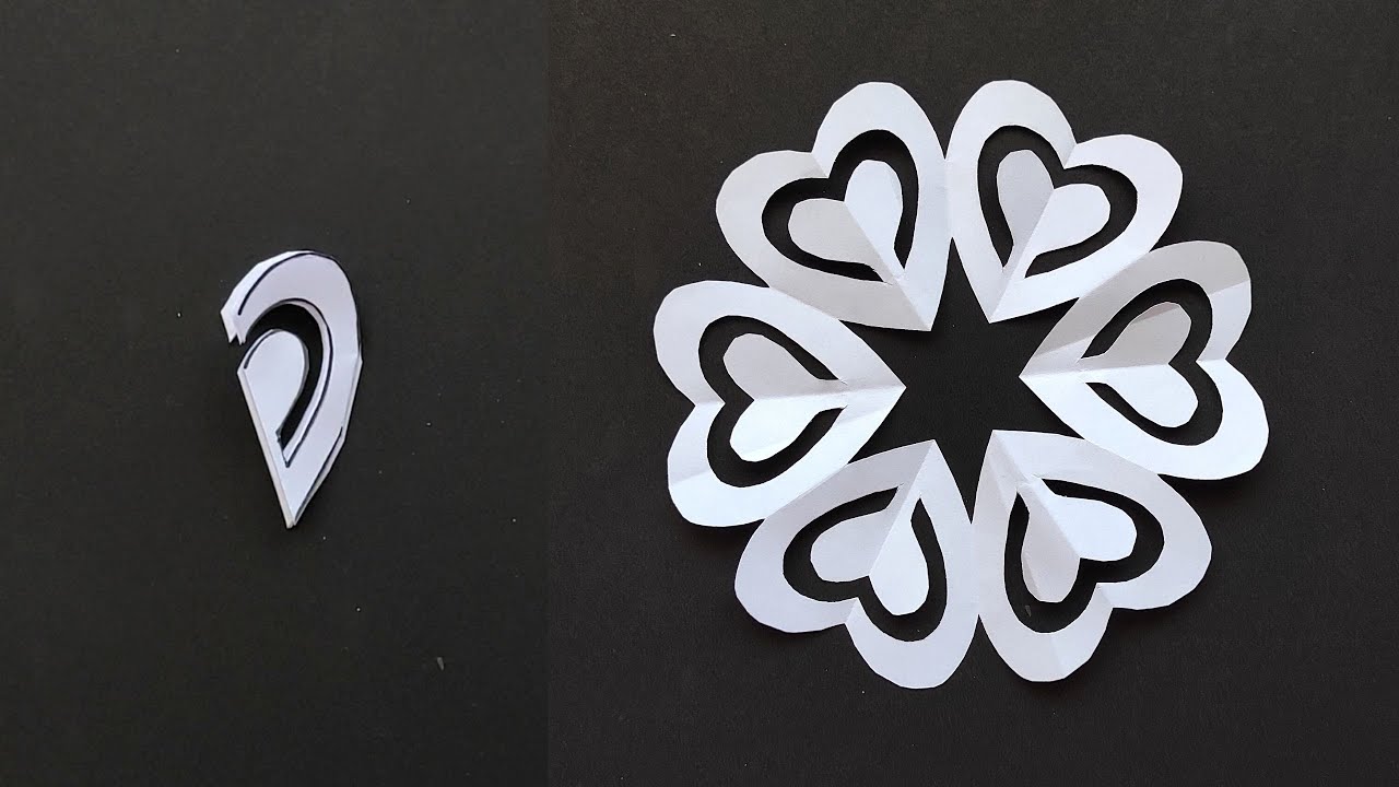 Easy Paper Snowflake | How to make heart snowflake out of paper | Paper ...