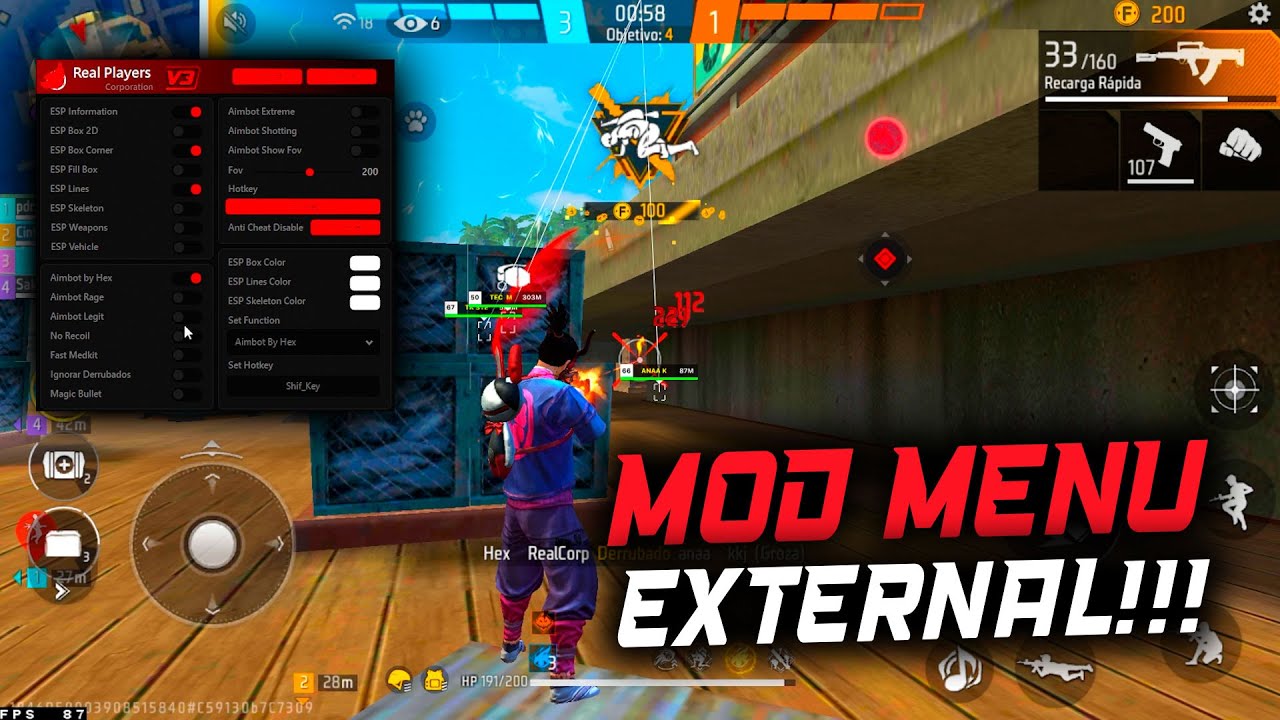 MOD MENU FREE FIRE - MOD MENU EXTERNAL SAFE REAL PLAYERS - YouTube