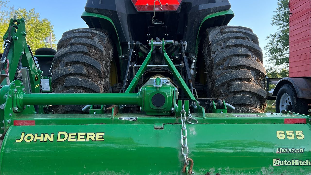 John Deere 3032E with 655 Tiller - YouTube