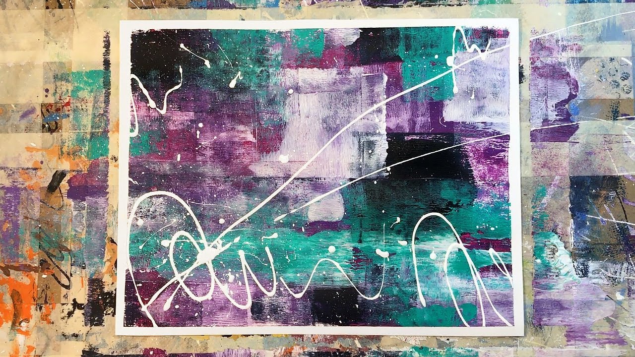FAST and Easy Abstract Acrylic Painting with a Brayer Roller / Daily ...