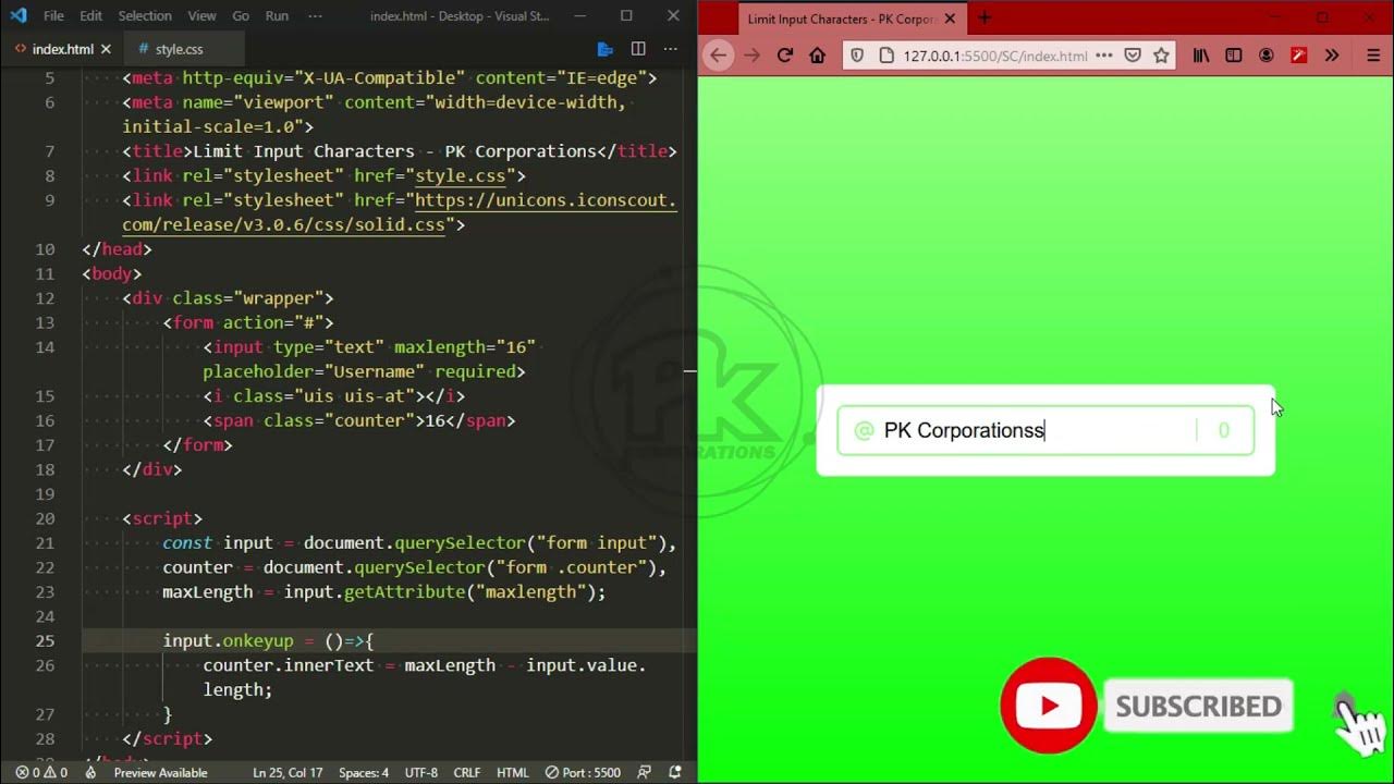 Batasi Karakter Input Menggunakan JavaScript HTML CSS | #PloKoding ...