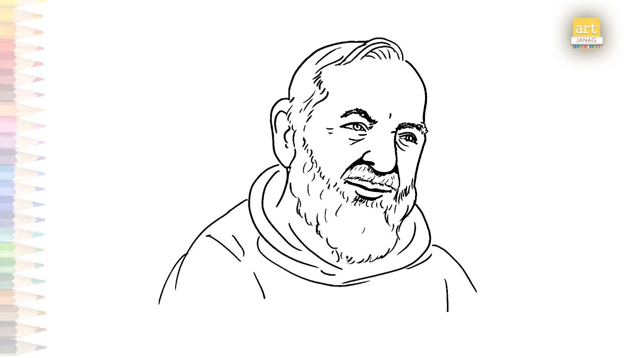 Padre Pio face drawing | Easy art sketches | How to draw Padre Pio step ...