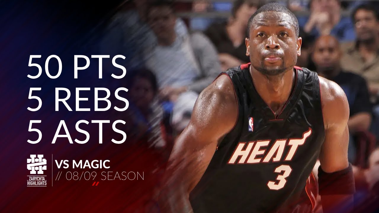 Dwyane Wade 50 pts 5 rebs 5 asts vs Magic 08/09 season - YouTube