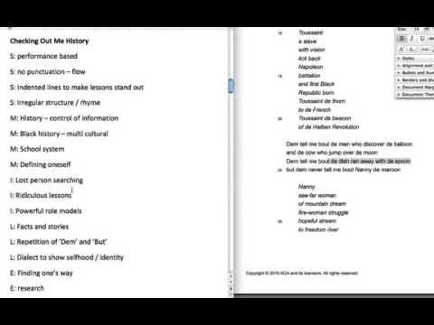 AQA New Poetry: Checking Out Me History Analysis using SMILE - YouTube