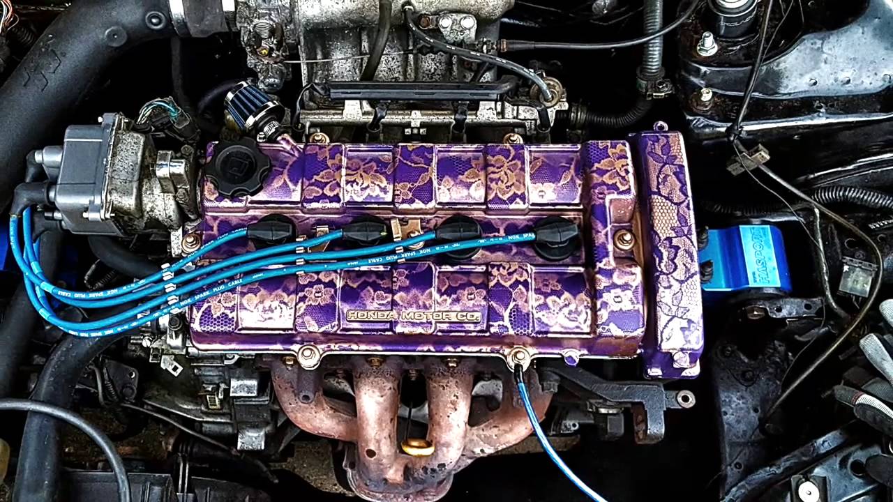 B18a lace painted valve cover drag race Honda Civic EG hatchback daily ...