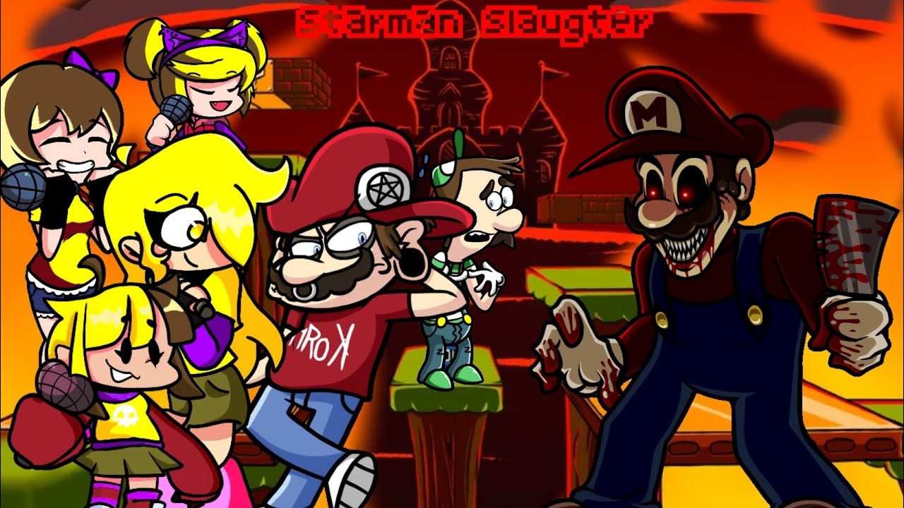 [FNF] Starman Slaugter but Nudorkas Dayout/LDO Mario their daughters ...