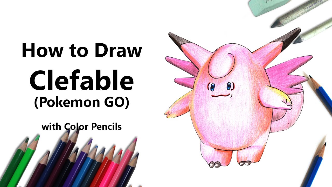How to Draw a Clefable from Pokemon GO with Color Pencils [Time Lapse ...