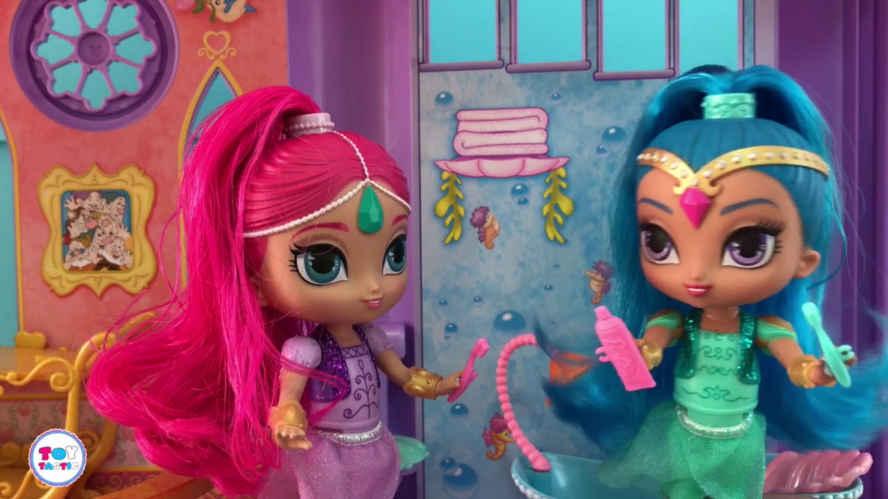 Shimmer And Shine Disney Princess Castle Morning Bedtime Routine! Toys ...