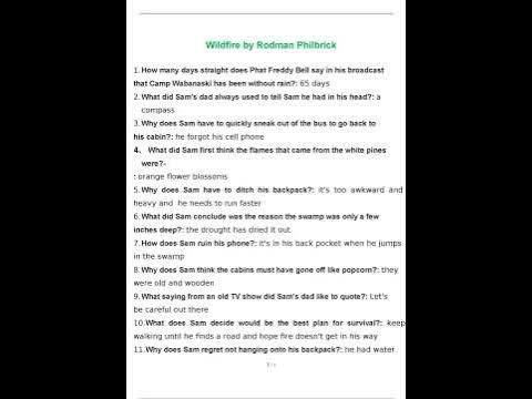 Wildfire by Rodman Philbrick Quiz Updated 2023 with complete solution ...