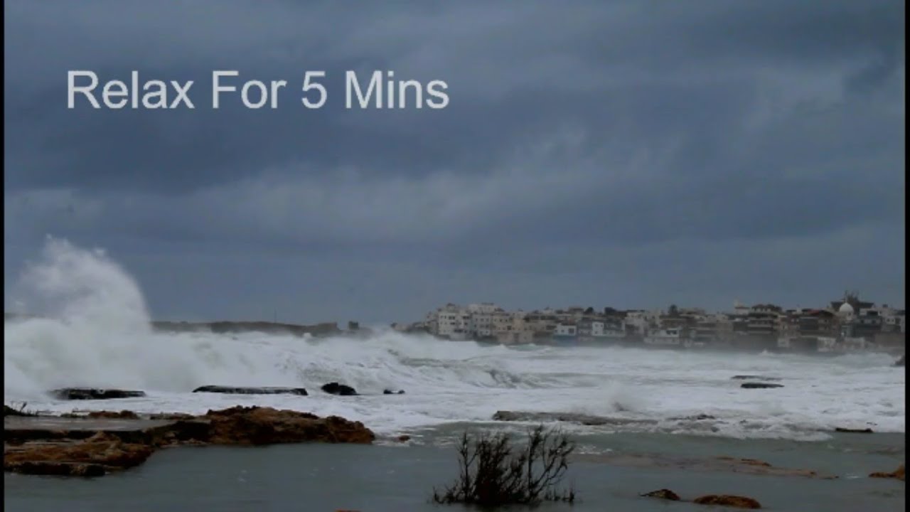 Relax | 5 minutes of sea thunderstorm sounds | Ocean waves, gentle rain ...