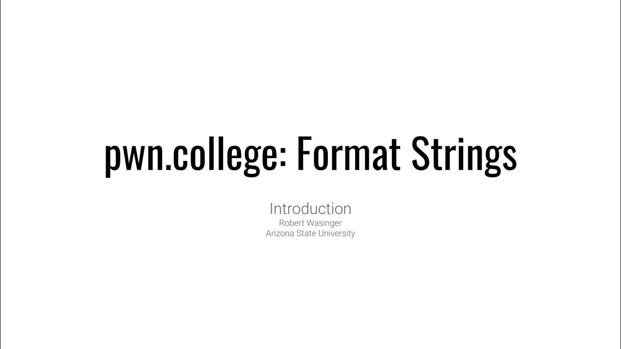 Format String Exploits - Introduction - YouTube