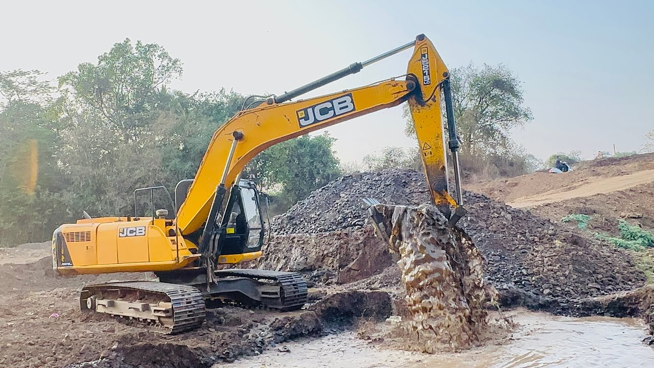 JCB JC 205 Excavator Working in the River Water Bridge || #jcbvideo # ...