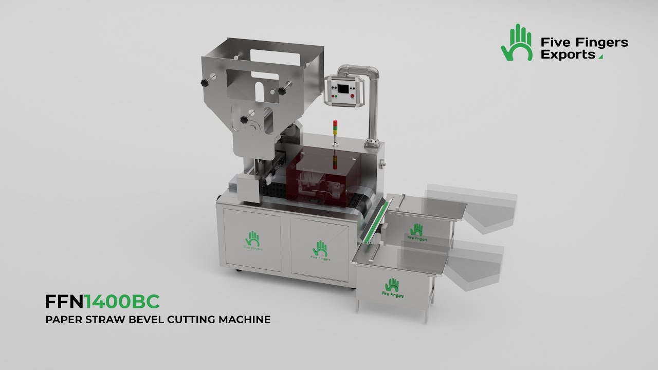 Paper Straw Bevel Cutting Machine | Running Video | Five Fingers ...