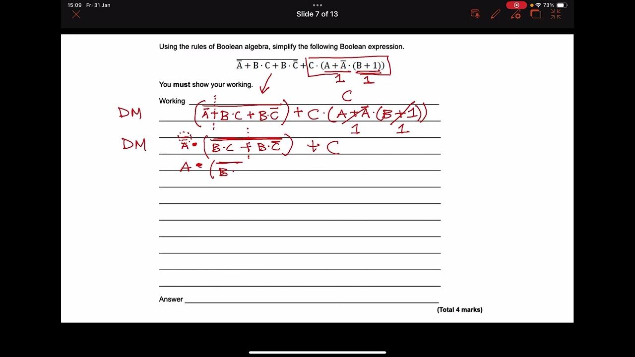 AQA A Level Computer Science - Boolean Algebra simplification exam ...