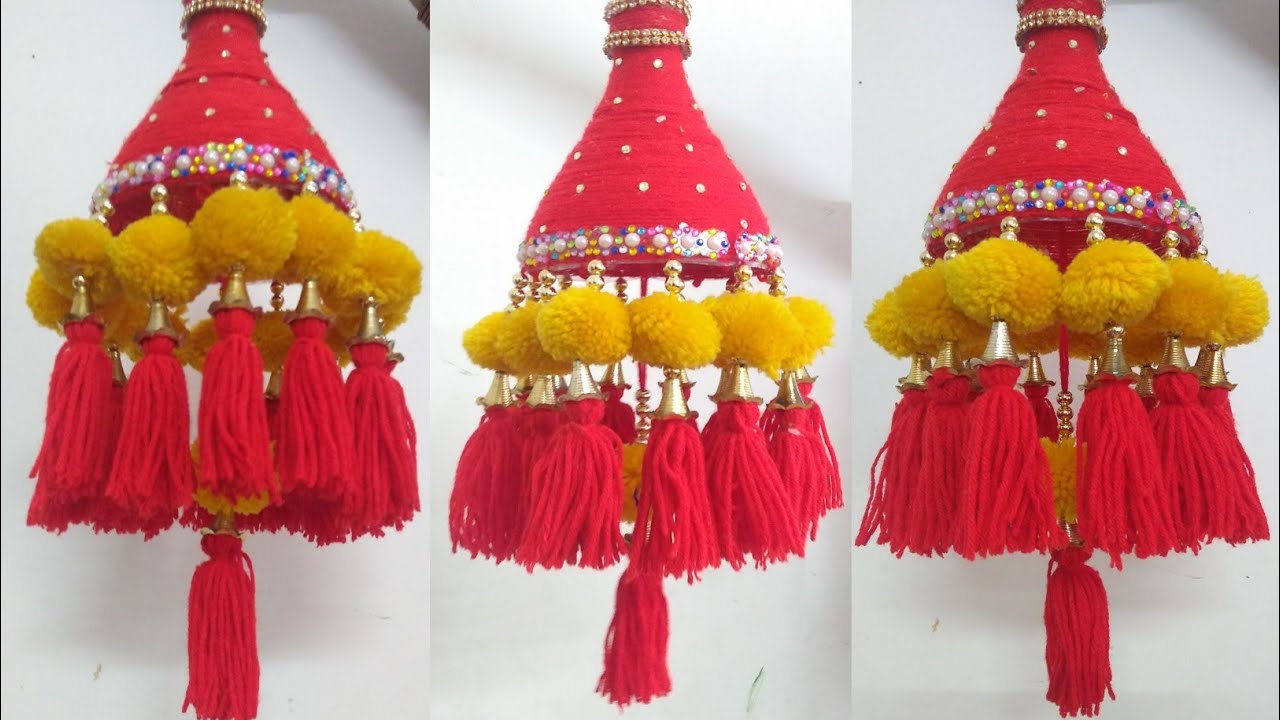 #Shorts /Woolen Crafts Jhumar/Wall Hanging Design With Wool - YouTube