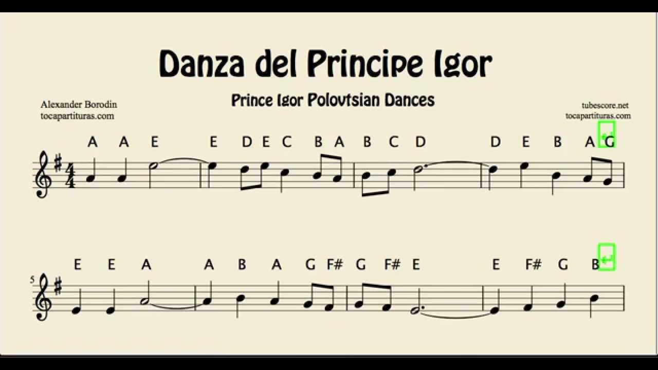 Prince Igor Notes Sheet Music Polovtsian Dances Music Scores - YouTube