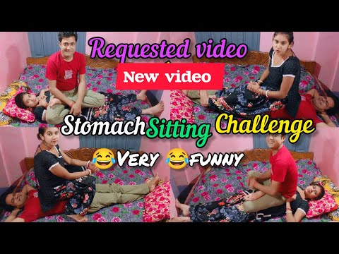 Stomach sitting challenge wife and Husband request video/Funny video/Stomach Sitting CoupleChallenge